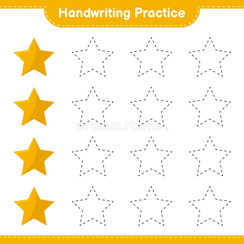 Handwriting Practice. Tracing Lines of Stars Stock Vector ...