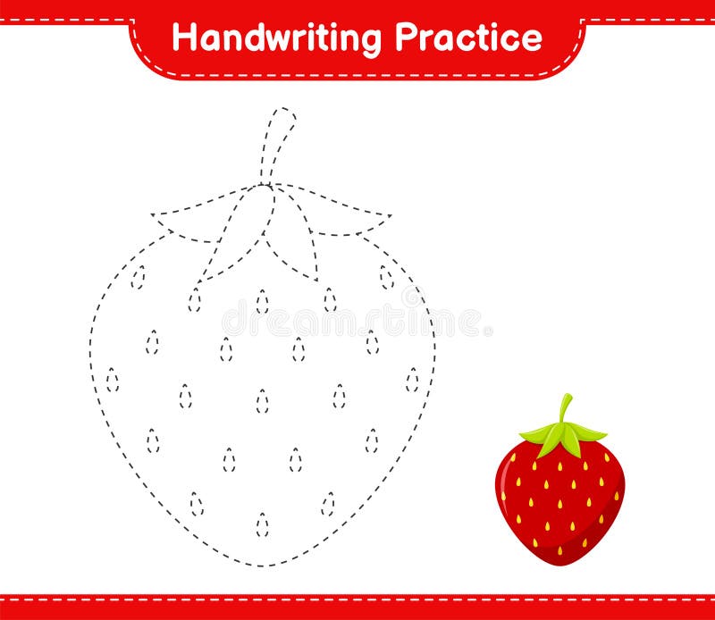 Handwriting Practice. Tracing Lines of Strawberry. Educational Children ...