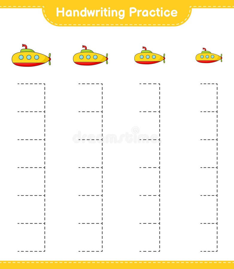 Handwriting Practice. Tracing Lines of Submarine Stock Vector ...