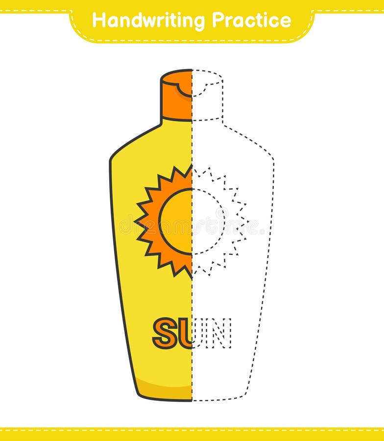 Handwriting Practice. Tracing Lines of Sunscreen Stock Vector ...