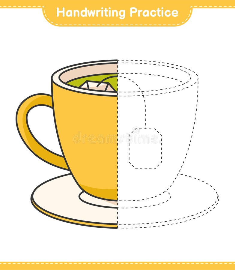 Handwriting Practice. Tracing Lines of Tea Cup Stock Vector ...