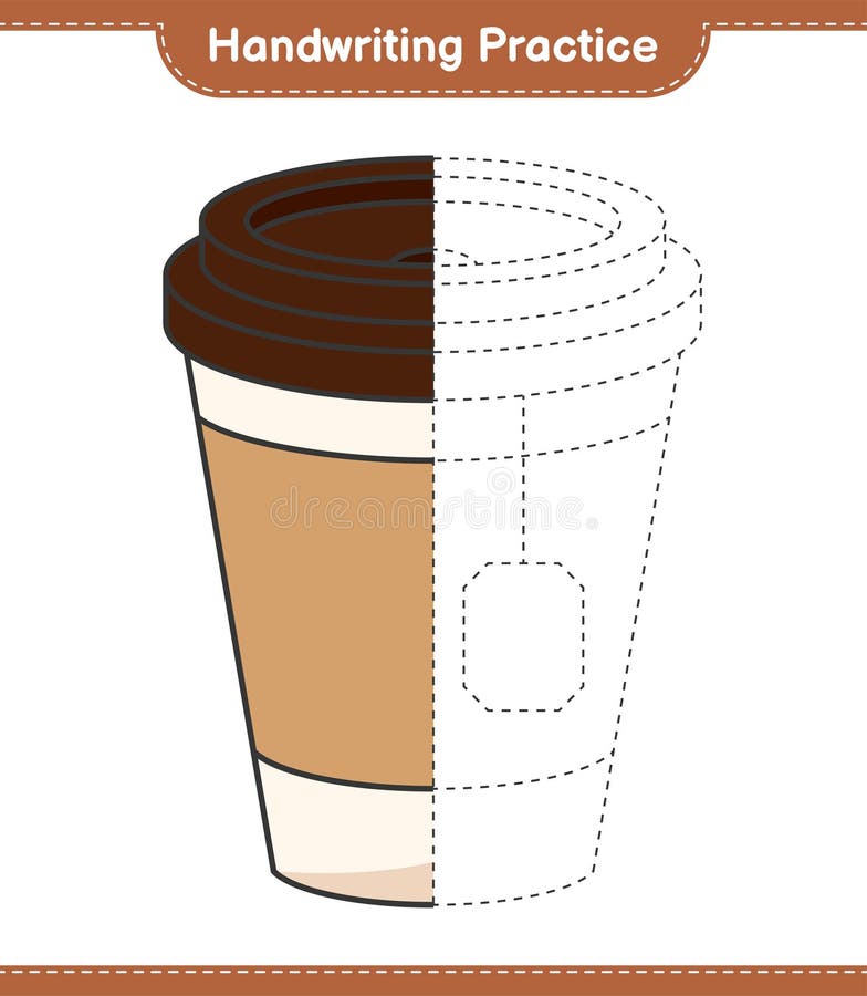 Handwriting Practice. Tracing Lines of Tea Cup Stock Vector ...