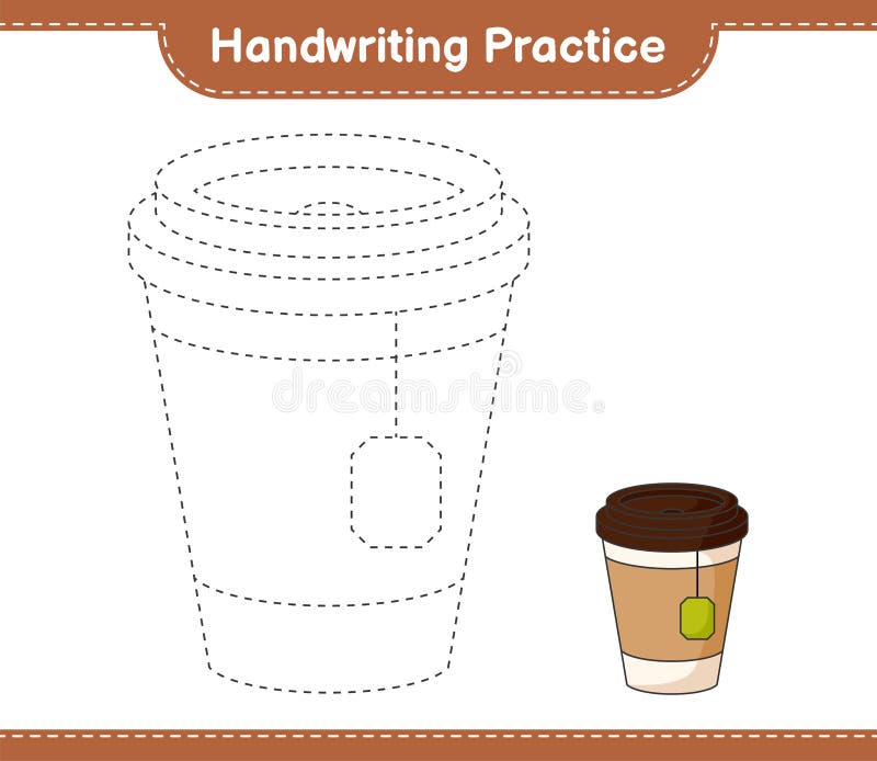 Handwriting Practice. Tracing Lines of Tea Cup. Educational Children ...