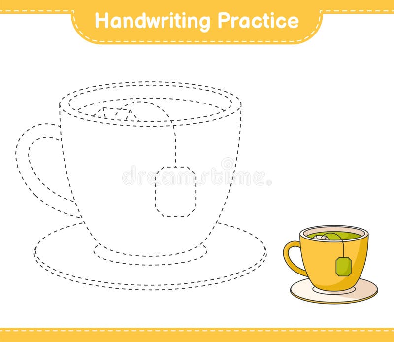 Handwriting Practice. Tracing Lines of Tea Cup Stock Vector ...