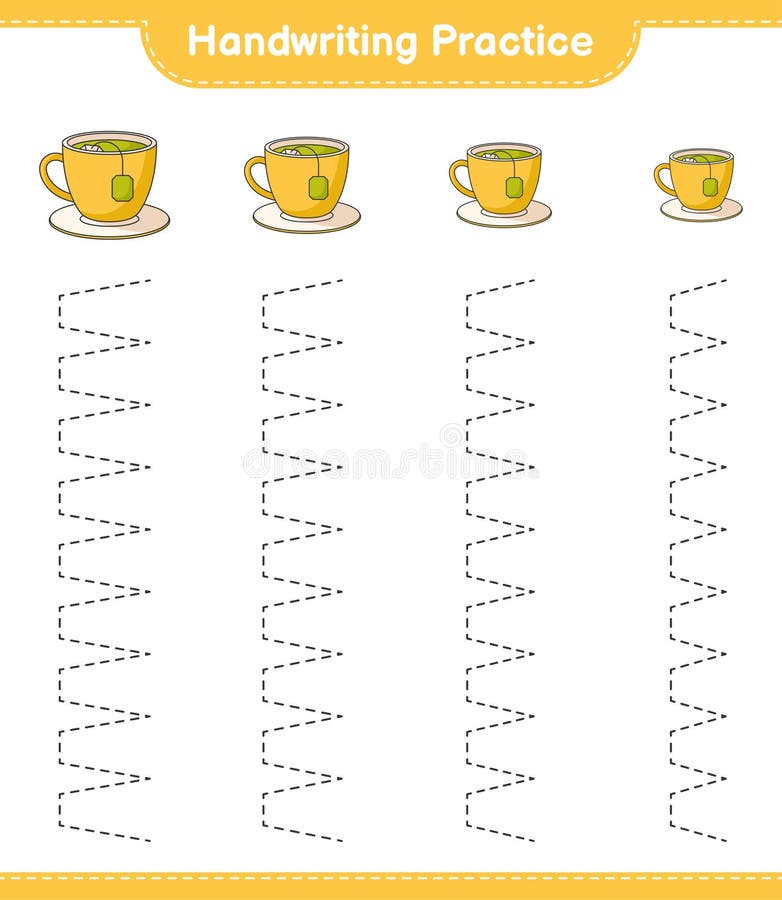 Handwriting Practice. Tracing Lines of Tea Cup Stock Vector ...