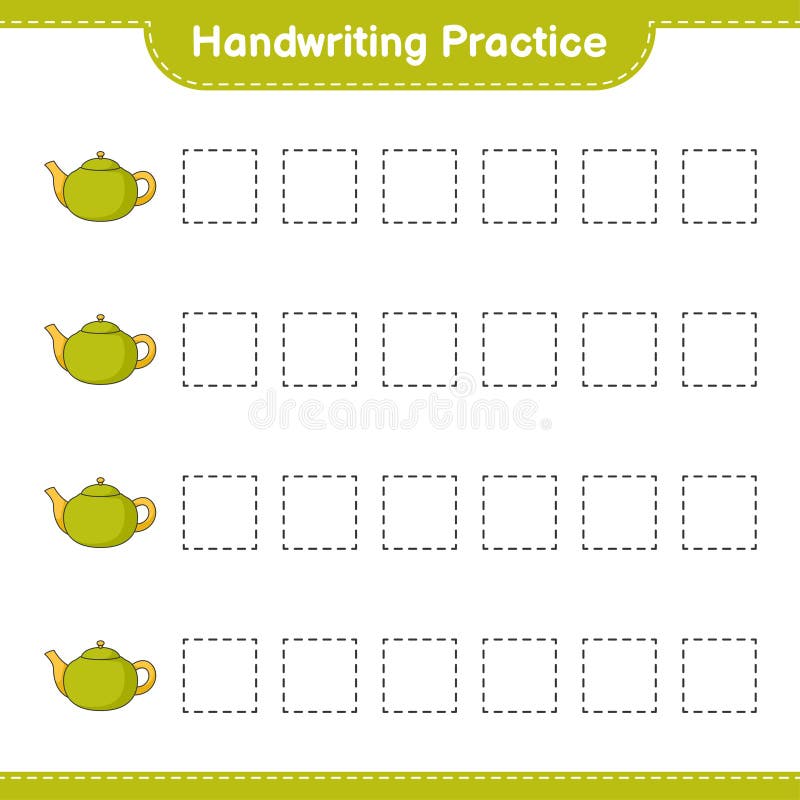 Handwriting Practice. Tracing Lines of Teapot Stock Vector - Illustration of dots, education ...