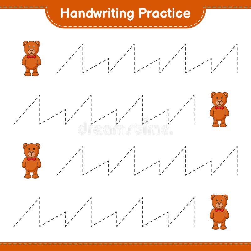 Handwriting Practice. Tracing Lines of Teddy Bear Stock Vector ...