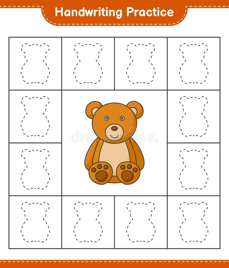 Handwriting Practice. Tracing Lines of Teddy Bear Stock Vector ...