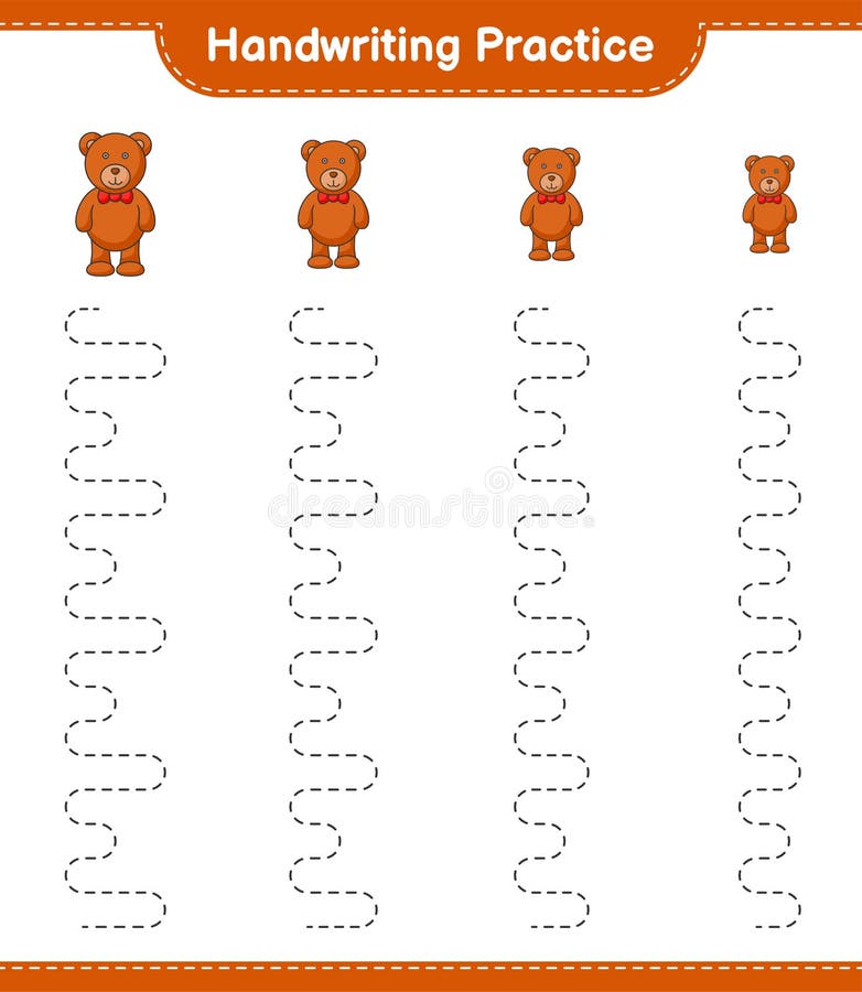 Handwriting Practice. Tracing Lines of Teddy Bear Stock Vector ...