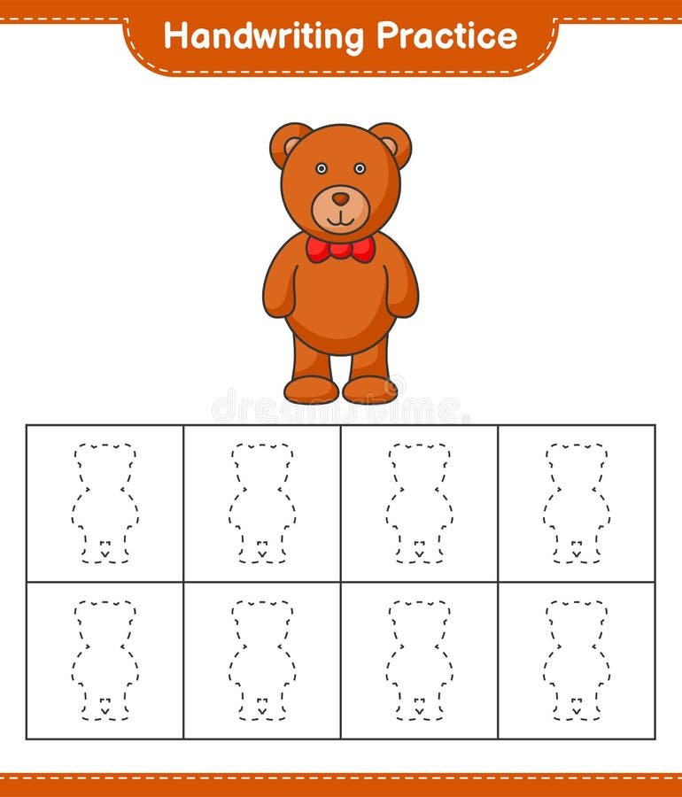 Handwriting Practice. Tracing Lines of Teddy Bear Stock Vector ...