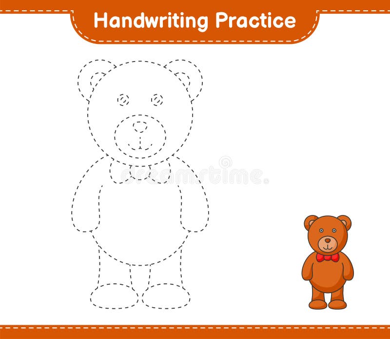 Handwriting Practice. Tracing Lines of Teddy Bear Stock Vector ...