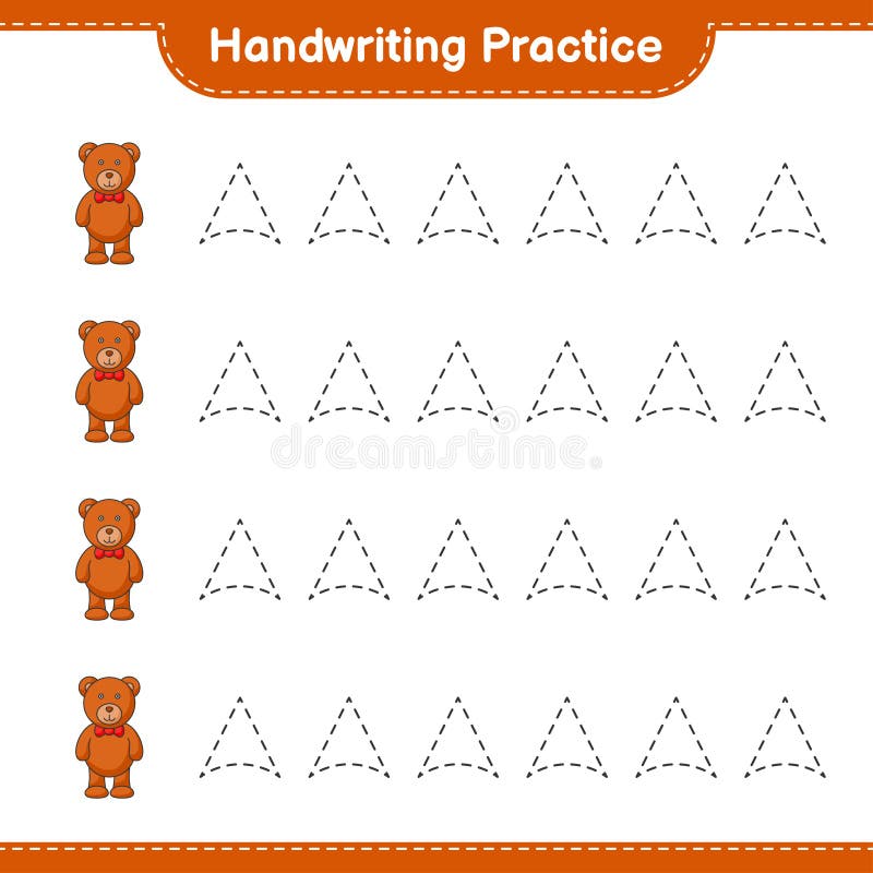 Handwriting Practice. Tracing Lines of Teddy Bear Stock Vector ...