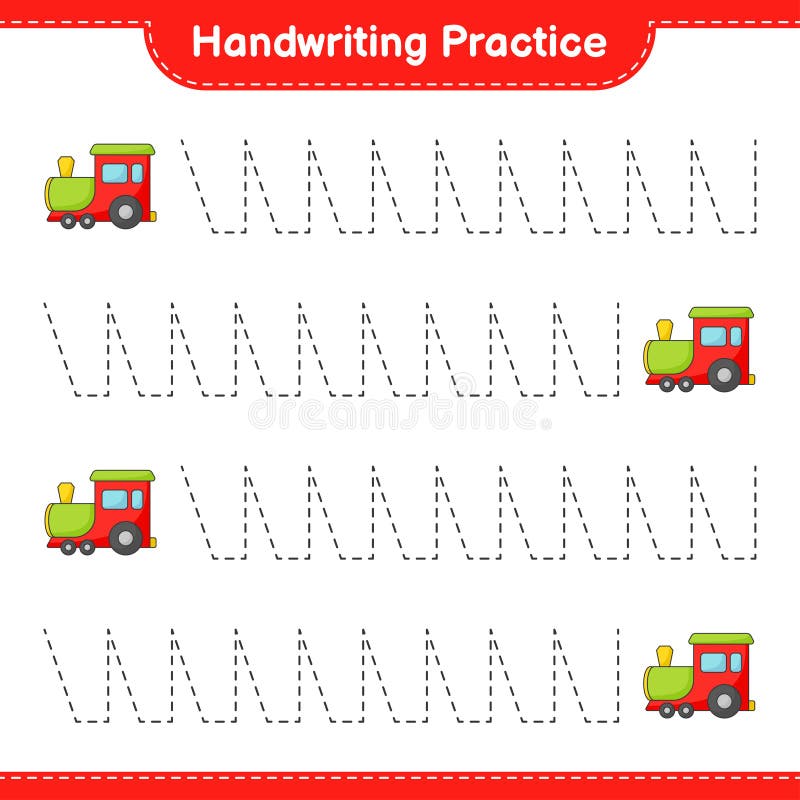 Handwriting Practice. Tracing Lines of Train Stock Vector ...