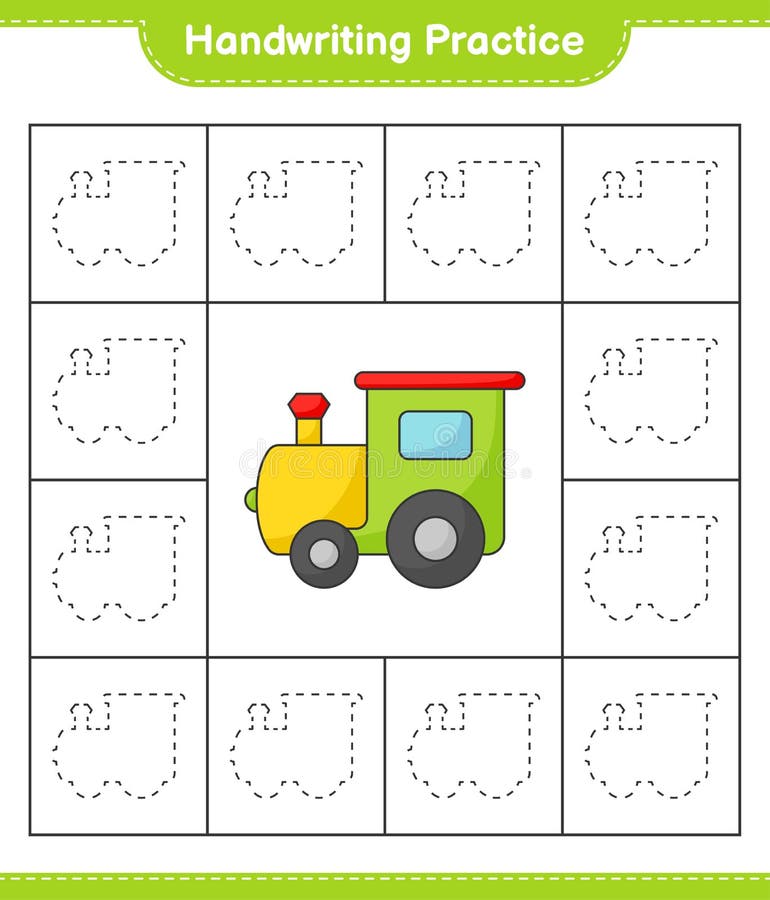 Handwriting Practice. Tracing Lines of Train Stock Vector ...