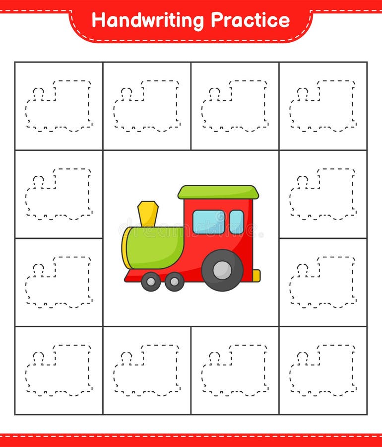 Handwriting Practice. Tracing Lines of Train Stock Vector ...
