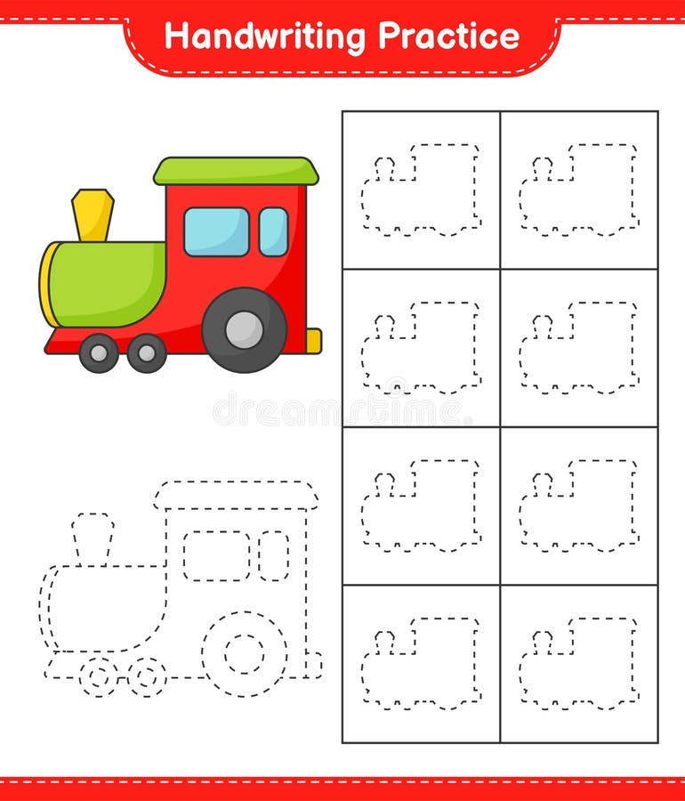 Handwriting Practice. Tracing Lines of Train Stock Vector ...