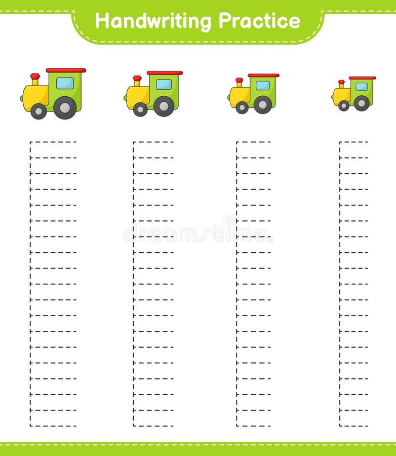 Handwriting Practice. Tracing Lines of Train Stock Vector ...