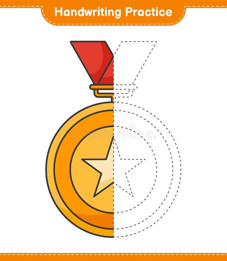 Handwriting Practice. Tracing Lines of Trophy Stock Vector ...