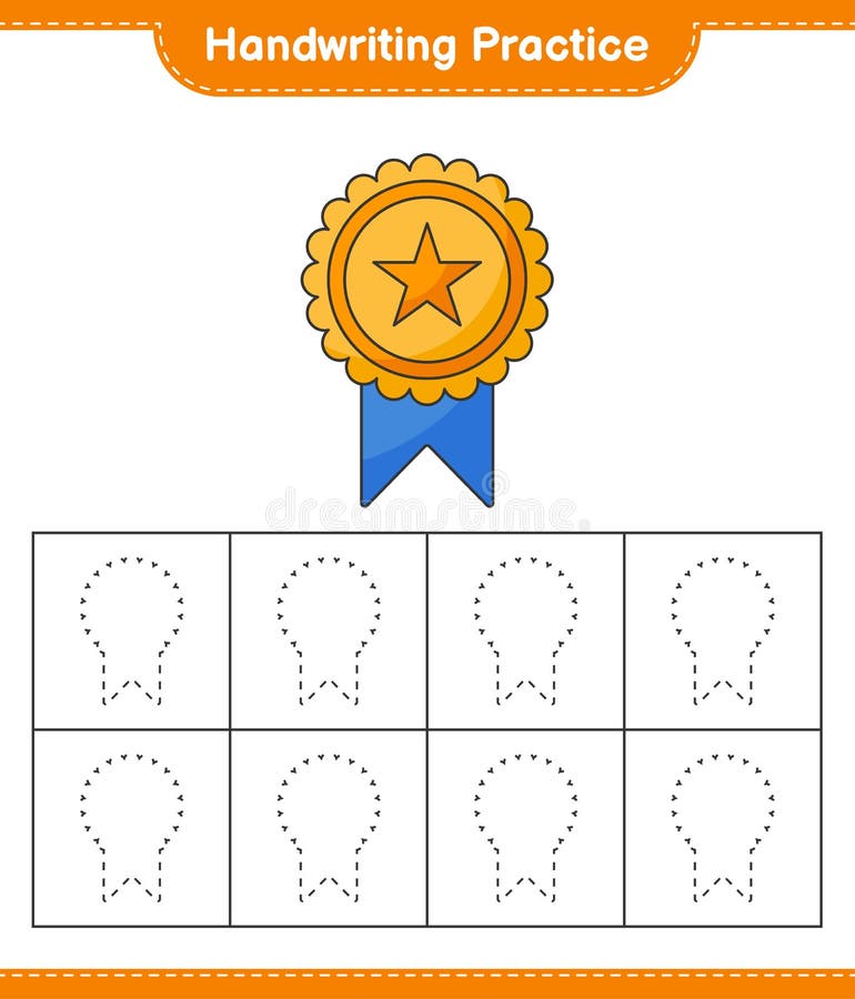 Handwriting Practice. Tracing Lines of Trophy Stock Vector ...