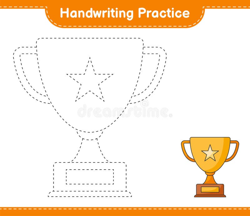 Handwriting Practice. Tracing Lines of Trophy Stock Vector ...