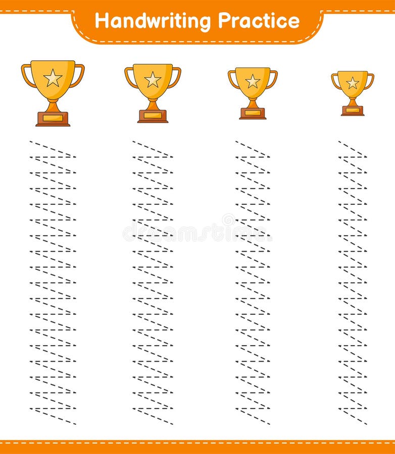 Handwriting Practice. Tracing Lines of Trophy Stock Vector ...