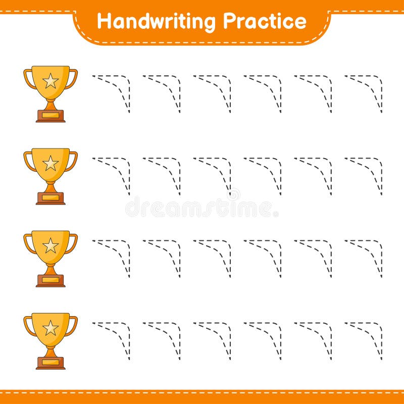 Handwriting Practice. Tracing Lines of Trophy Stock Vector ...