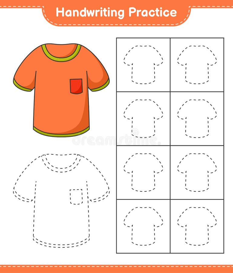 Handwriting Practice. Tracing Lines of Tshirt Stock Vector ...