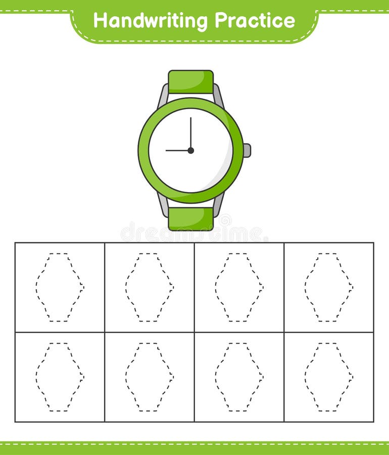 Handwriting Practice. Tracing Lines of Watches Stock Vector ...