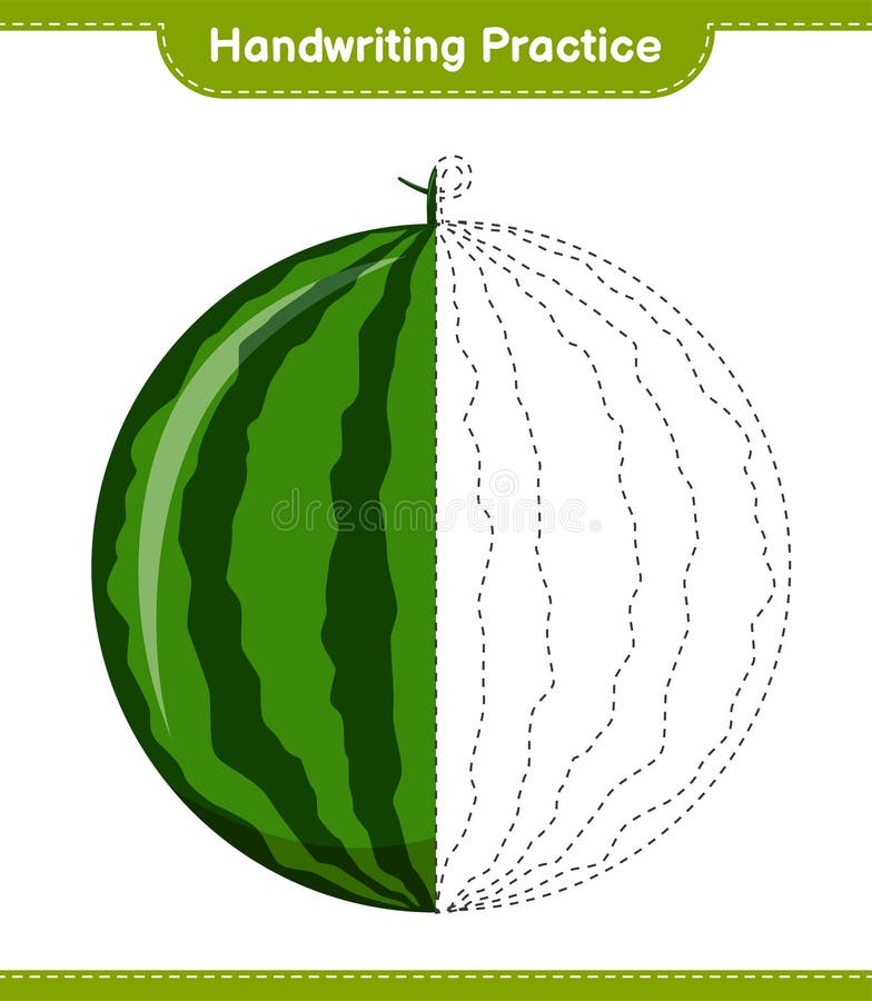 Handwriting Practice. Tracing Lines of Watermelon. Educational Children ...