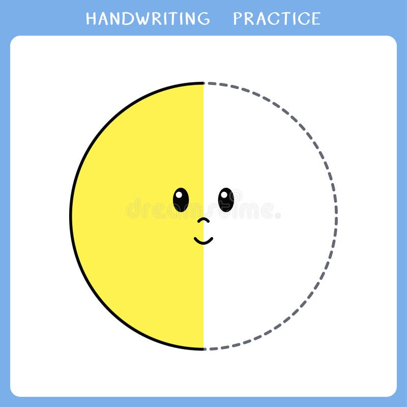 Handwriting Practice Worksheet with Cute Circle Stock Vector ...