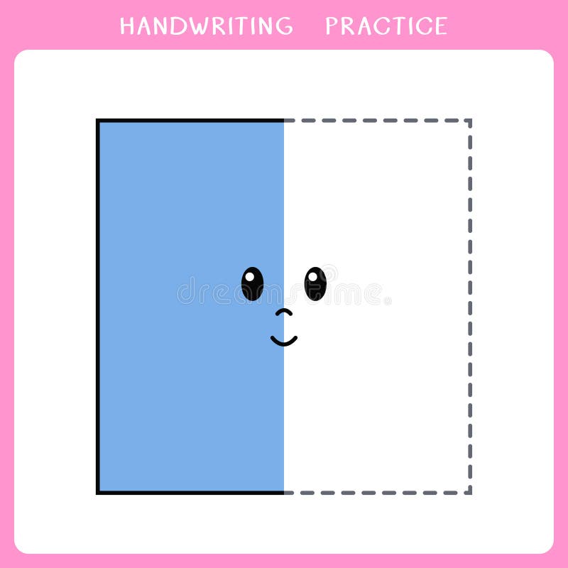 Handwriting Practice Worksheet with Cute Square Stock Vector ...