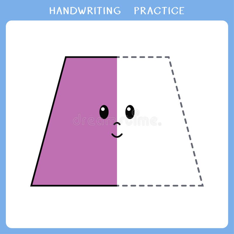 Handwriting Practice Worksheet with Cute Trapezoid Stock Vector ...