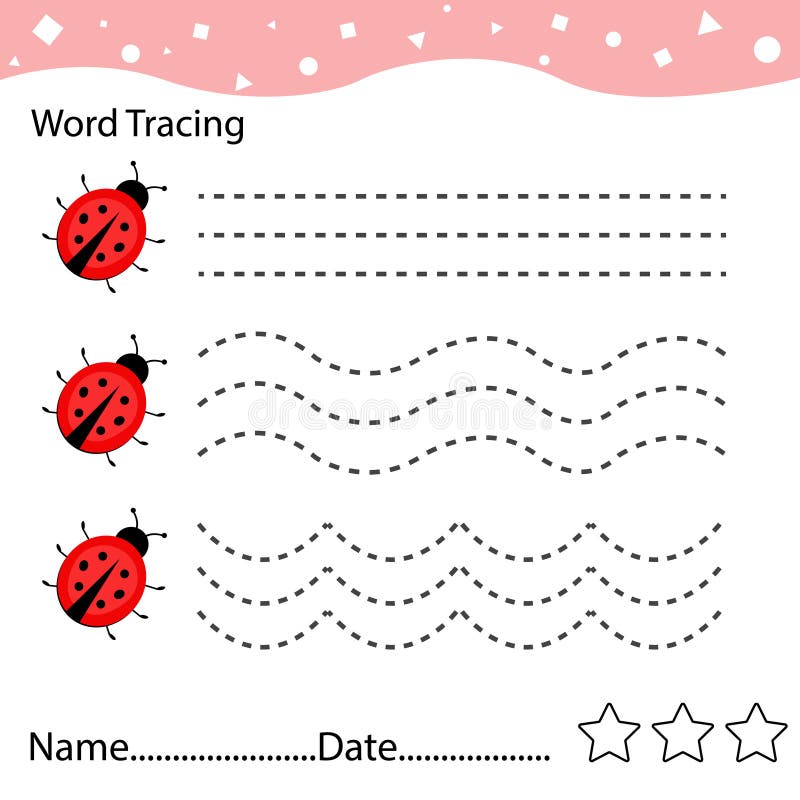 Handwriting Practices with Ladybug. Children`s Cartoon Tasks Learning ...