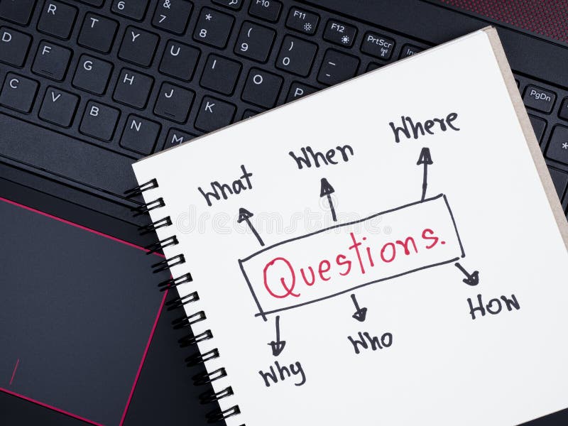 Handwriting Questions on Notebook with Laptop Keyboard Stock Image ...