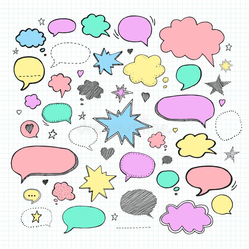 Handwriting Set of Speech Bubbles. Vector Illustration Stock Vector ...