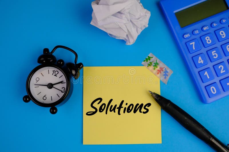 Handwriting of Solutions on Yellow Notepad Stock Photo - Image of black ...