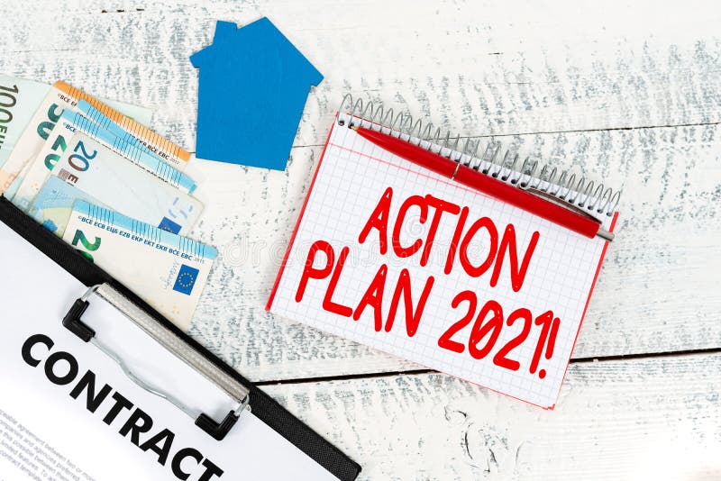 Handwriting Text Action Plan 2021. Word Written on Proposed Strategy or ...