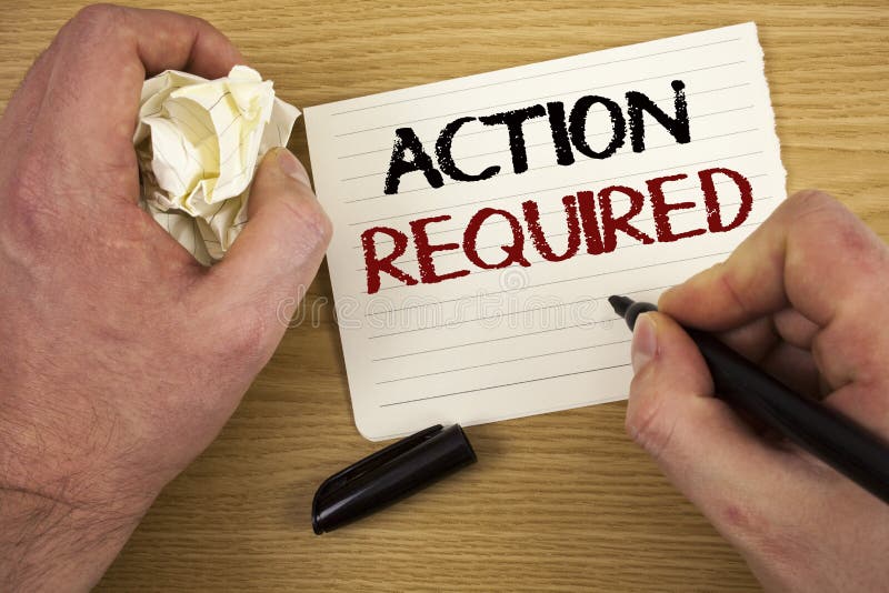 Handwriting Text Action Required. Concept Meaning Important Act Needed ...