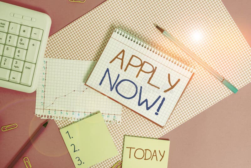 Handwriting Text Apply Now. Concept Meaning Request Something ...