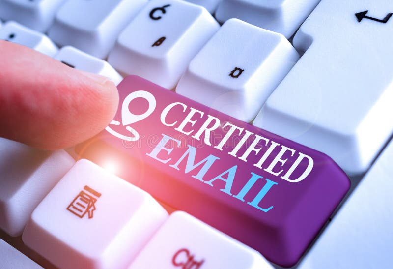 Handwriting Text Certified Email. Concept Meaning Email Whose Sending ...