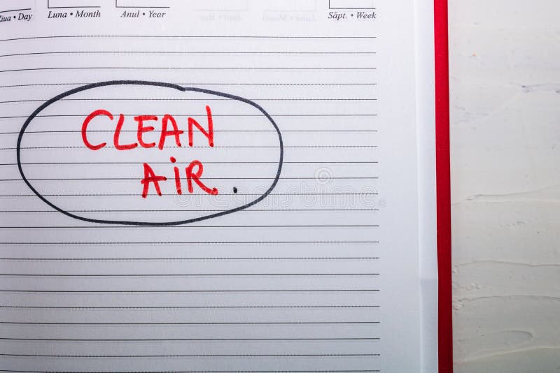 Handwriting Text Clean Air on Page of Office Agenda. Copy Space Stock ...
