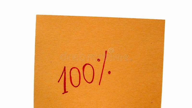 100 Handwriting Text Close Up Isolated on Orange Paper with Copy Space ...