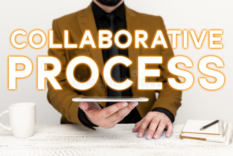 Handwriting Text Collaborative Process. Business Idea People and ...