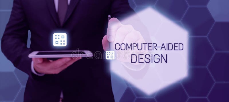 Sign Displaying Computer Aided Design. Business Concept CAD Industrial ...