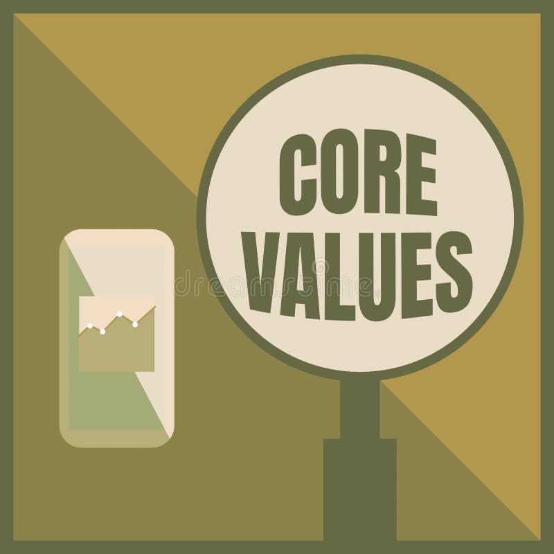 Hand Writing Sign Core Values. Business Idea Principles Which Guide and ...