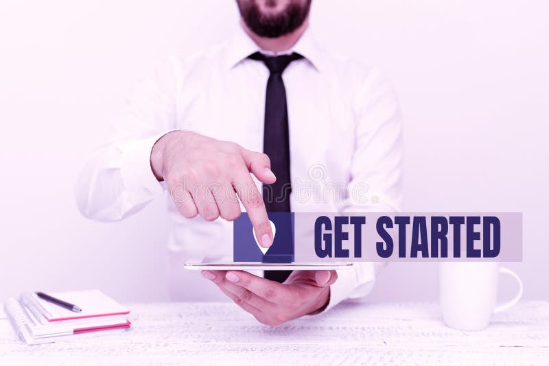 Text Showing Inspiration Get Started. Business Overview To Begin ...