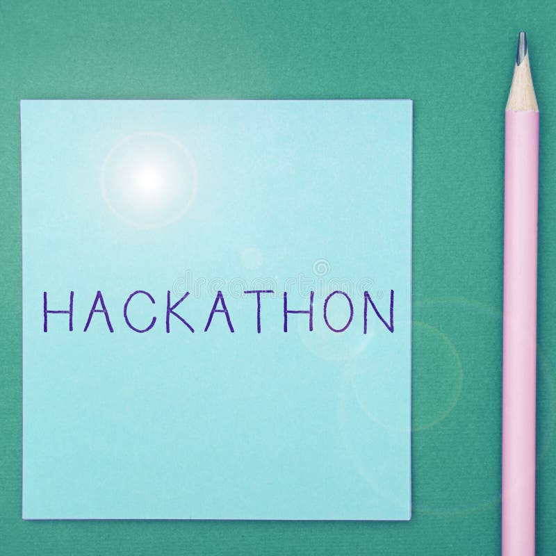 Hand Writing Sign Hackathon. Word Written on Event Where Large Number ... Hand Writing Sign Hackathon. Word Written on Event Where Large Number ...