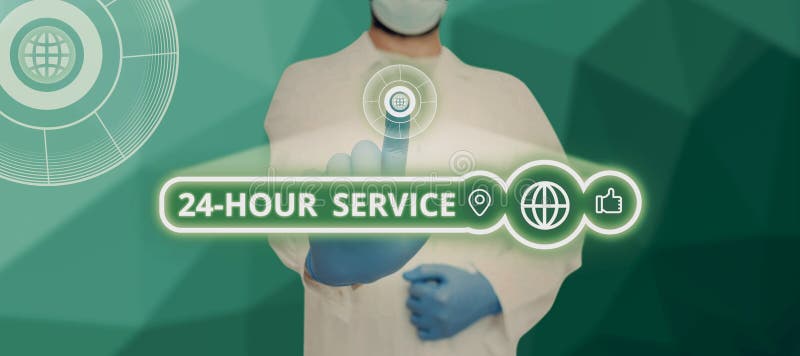 Handwriting Text 24 Hour Service. Concept Meaning Service that is ...