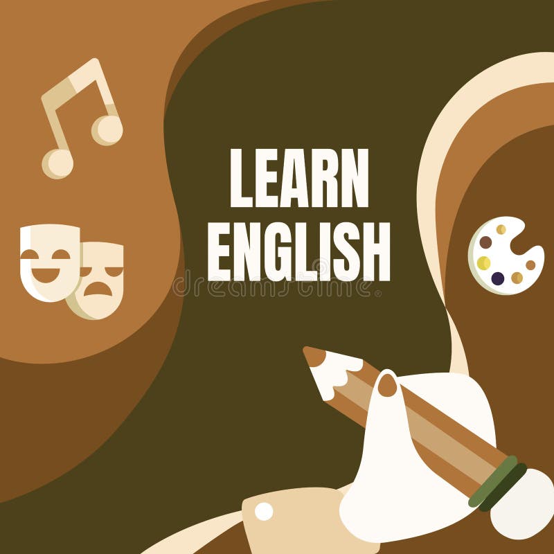 Hand Writing Sign Learn English. Business Showcase Universal Language ...