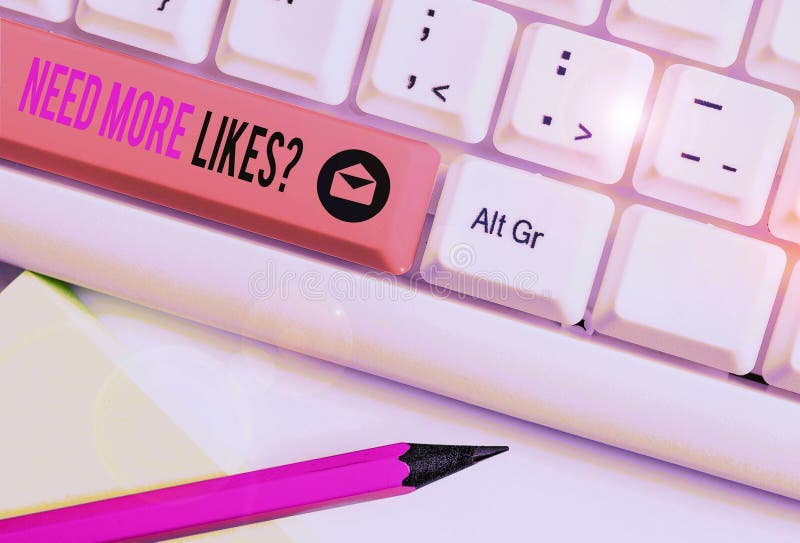 Handwriting Text Need More Likes Question. Concept Meaning Asking If he ...